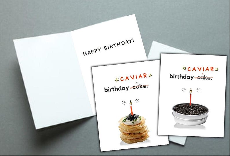 Caviar Birthday Card! Blini Stack or Caviar Tin! - Etsy