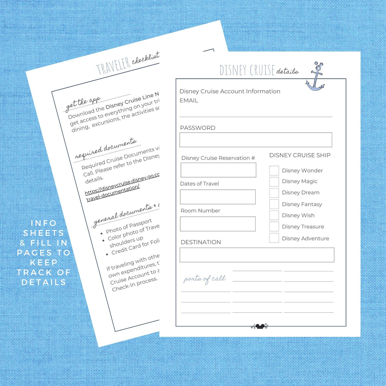PLANNER Cruise Vacation Planning Worksheets Fill in Printable | 60 ...