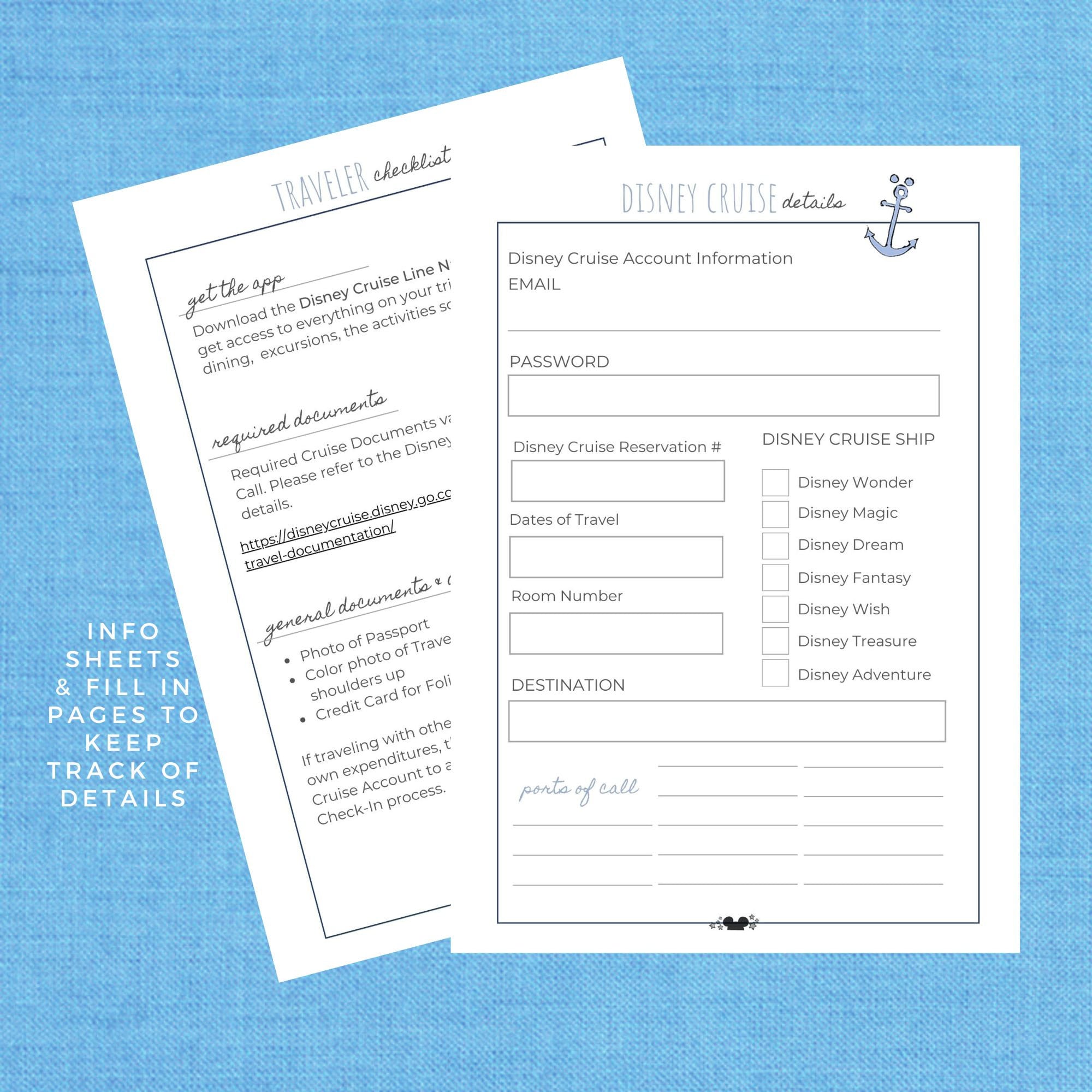 PLANNER Cruise Vacation Planning Worksheets Fill in Printable | 60 ...