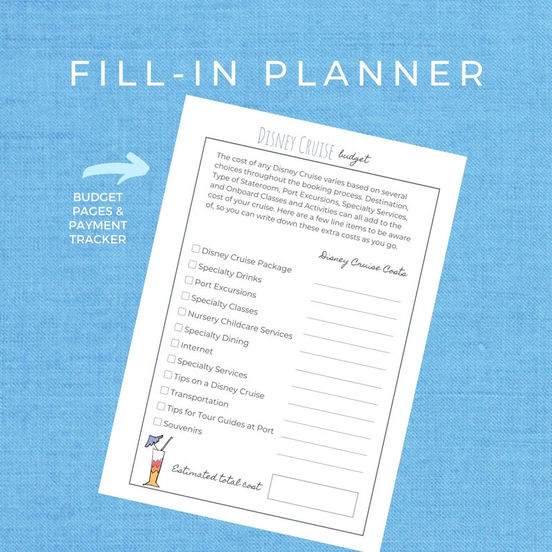 PLANNER Cruise Vacation Planning Worksheets Fill in Printable | 60 ...