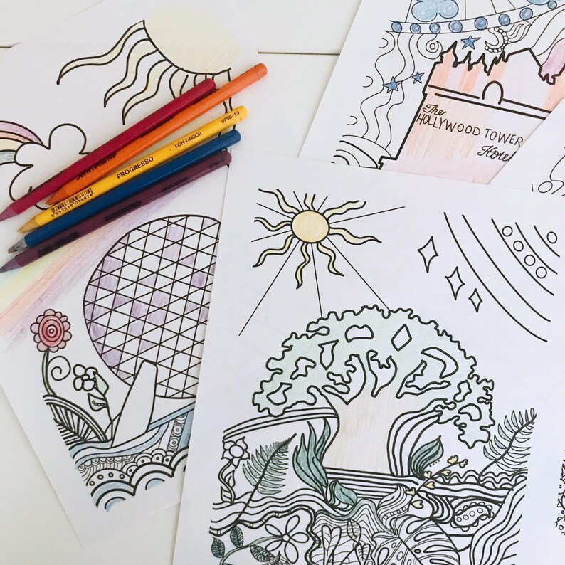 WDW Theme Park Coloring Pages: Travel Activity Set (digital Download ...