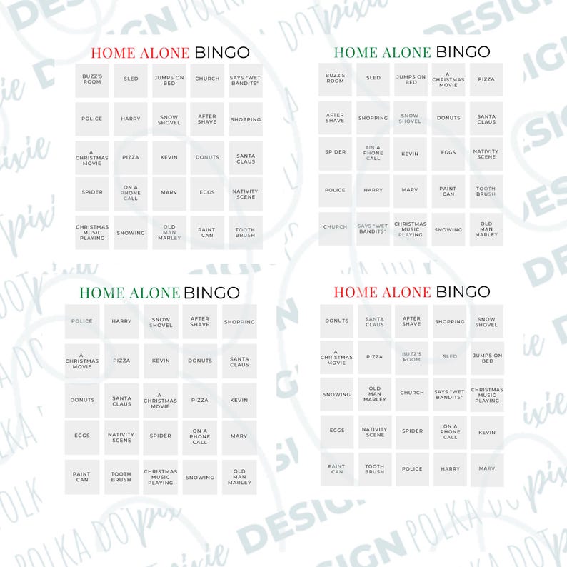 Home Alone Party Kit: Movie Bingo, Pizza Box, Battle Plan (digital ...