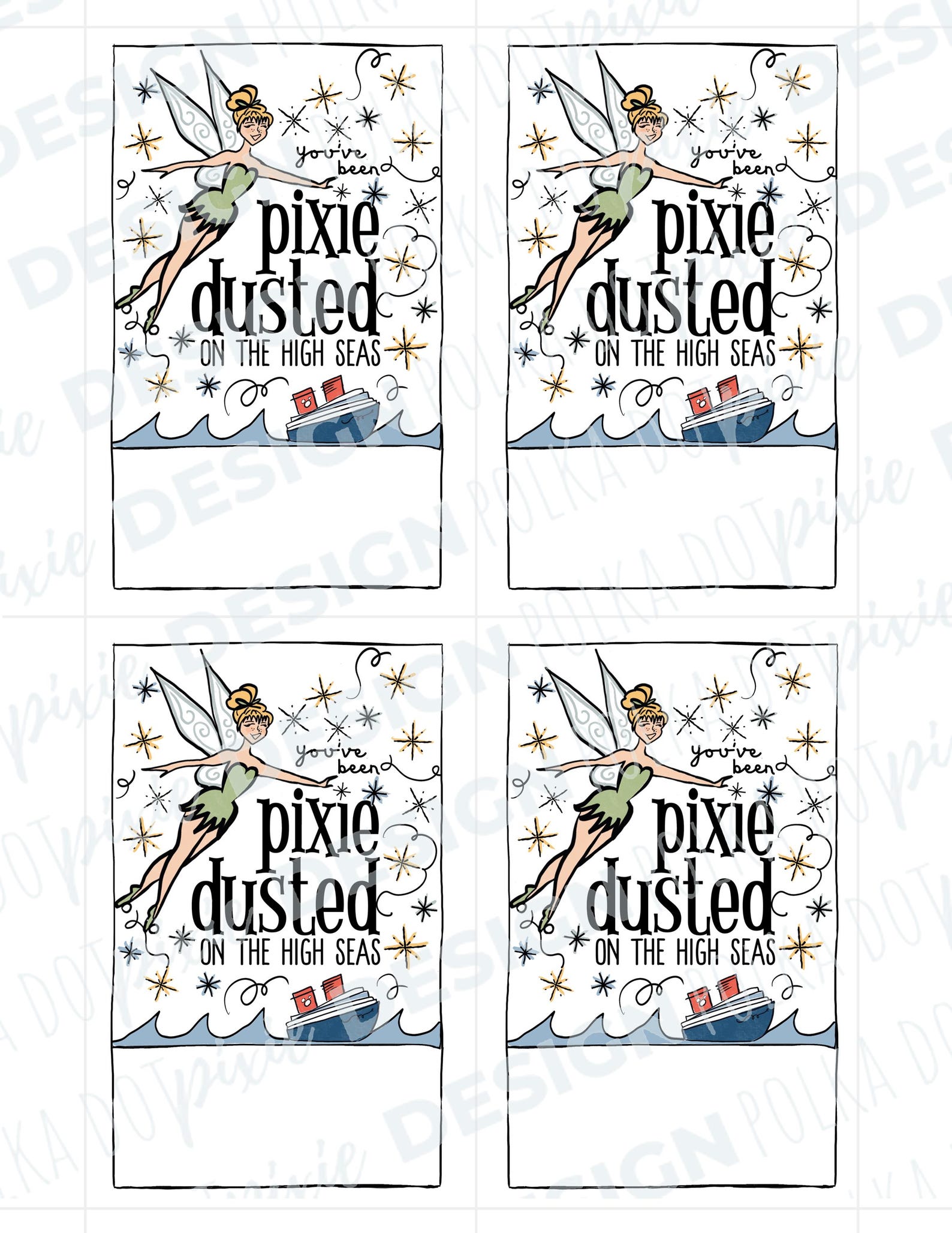 Pixie Dust Gift Tags - Disney Cruise Gift You've Been Pixie Dusted on the High Seas - Instant ...