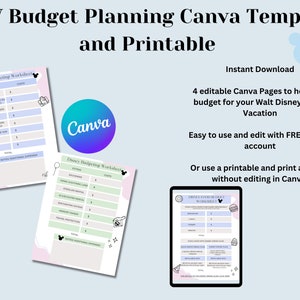 Disney Budget Planner Printable Vacation Costs and Canva Template Trip ...