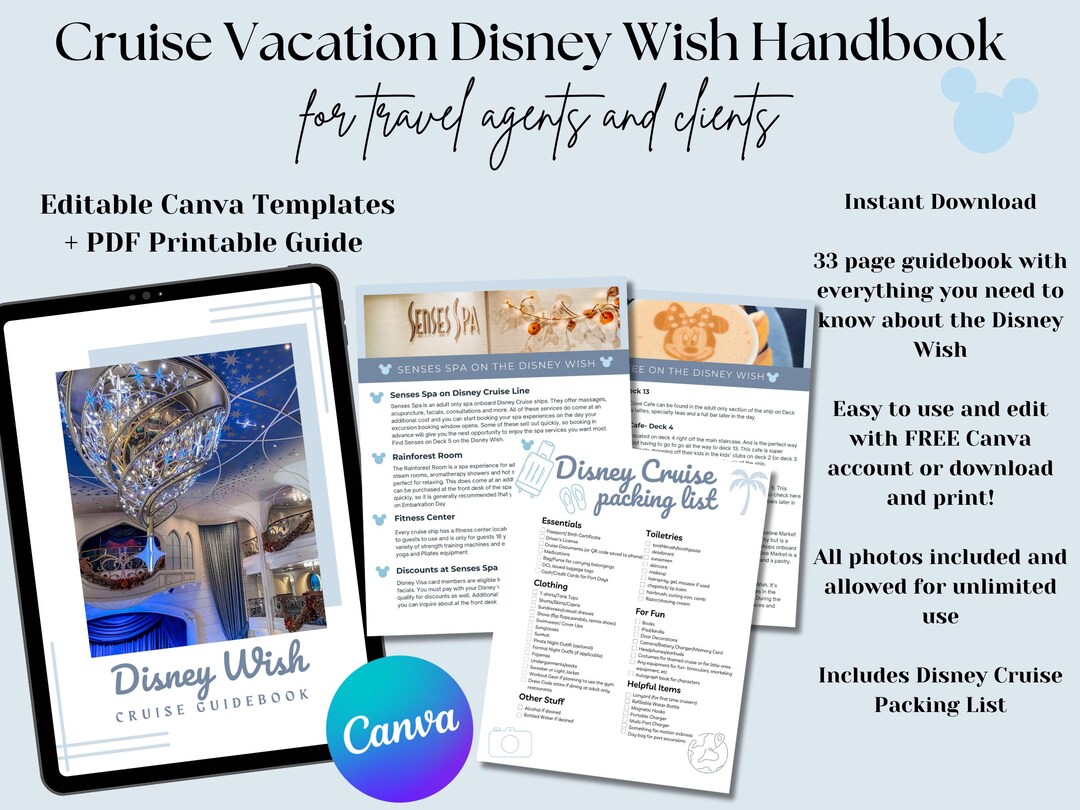 Wish Cruise 33 Page Handbook, DCL Guidebook, Travel Agent Cruise Canva ...