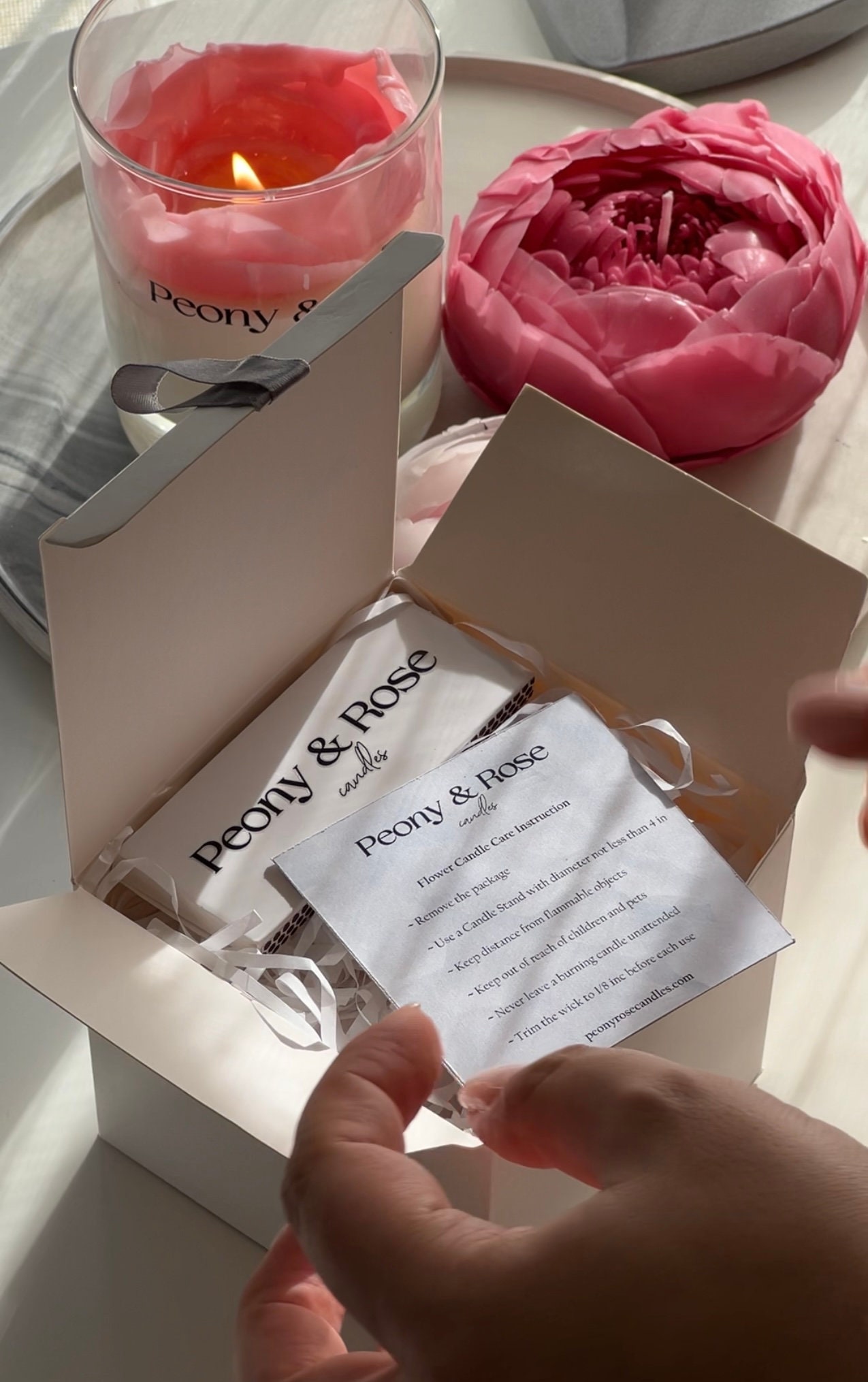 Peony Flower Candle Light Pink I Beeswax Candles I Aesthetic Candles I ...