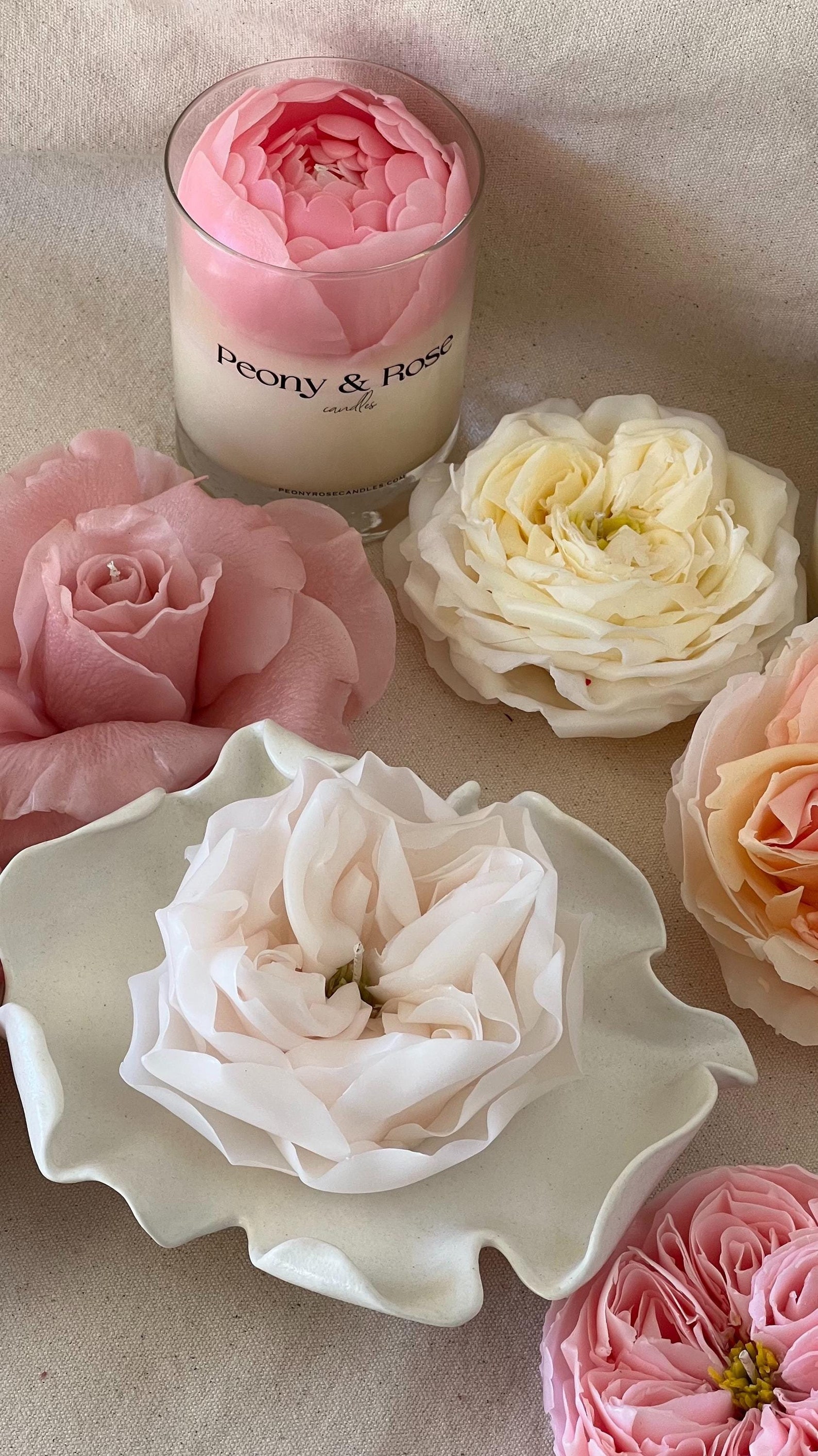 White Rose Flower Candle I Beeswax Candles I Aesthetic Candles I ...