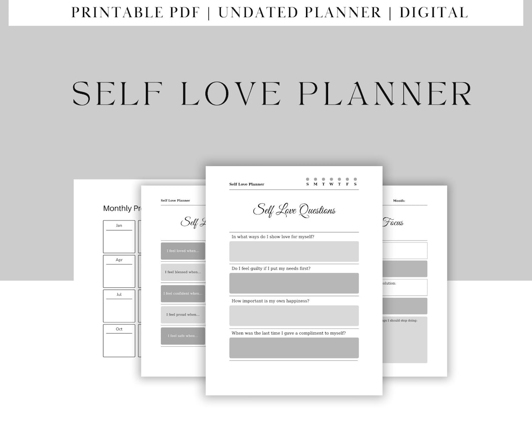 Self-love Planner Printable, Self Love Planner, Self Care Checklist ...