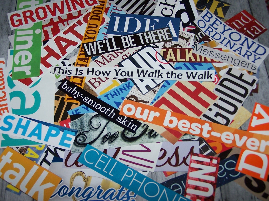 100 Magazine Clippings Words & Phrases for Scrapbooking Ephemera Junk ...