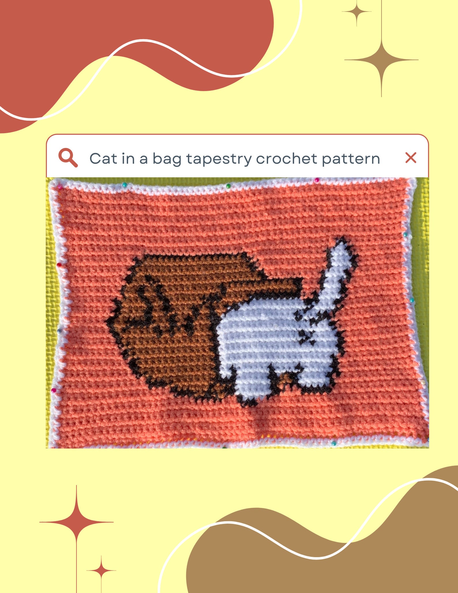 Cat in a Bag Tapestry Crochet Pattern- Crochet Tapestry- PDF CROCHET ...