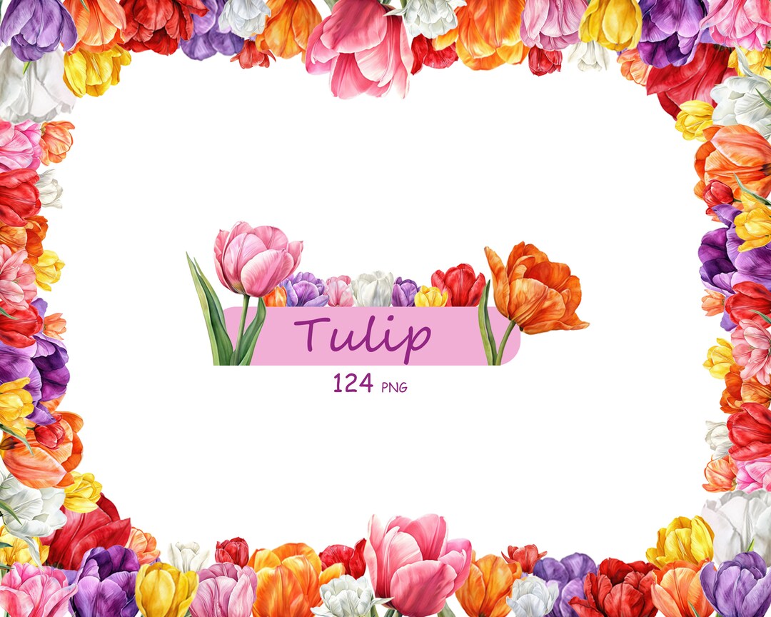 Tulip Clipart, Spring Wreath, Vibrant Tulips, Colorful Blooms, Crafting ...