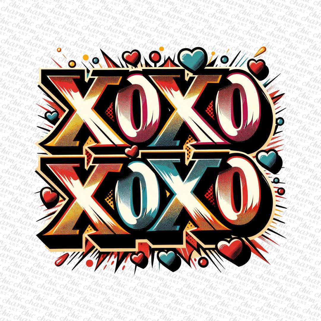 Xoxo PNG, Retro Comic Book Style Typography, Sublimation Designs ...