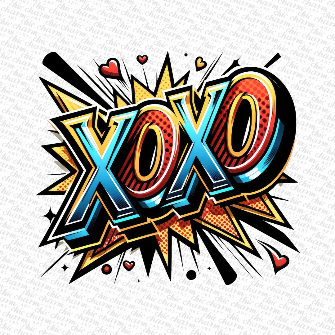 Xoxo PNG, Retro Comic Book Style Typography, Sublimation Designs ...