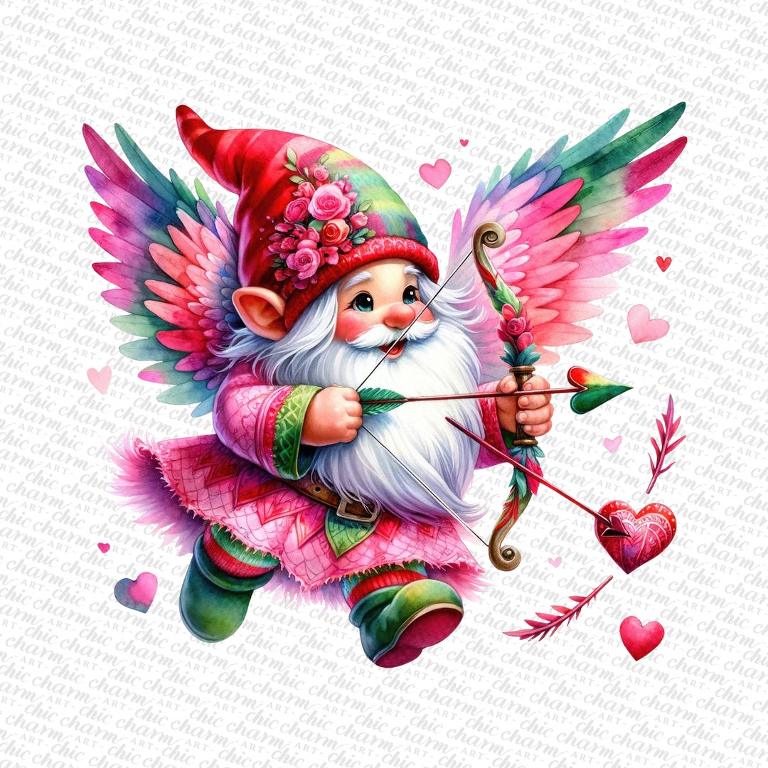 Valentine Gnome PNG Watercolor Clipart, PNG Sublimation Designs, Png ...