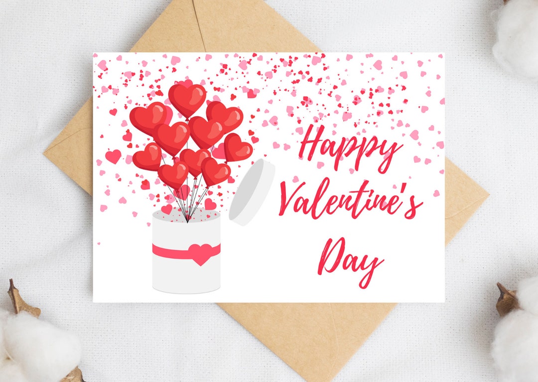 Printable Valentine's Day Heart Card Template (instant PDF Download) - Etsy