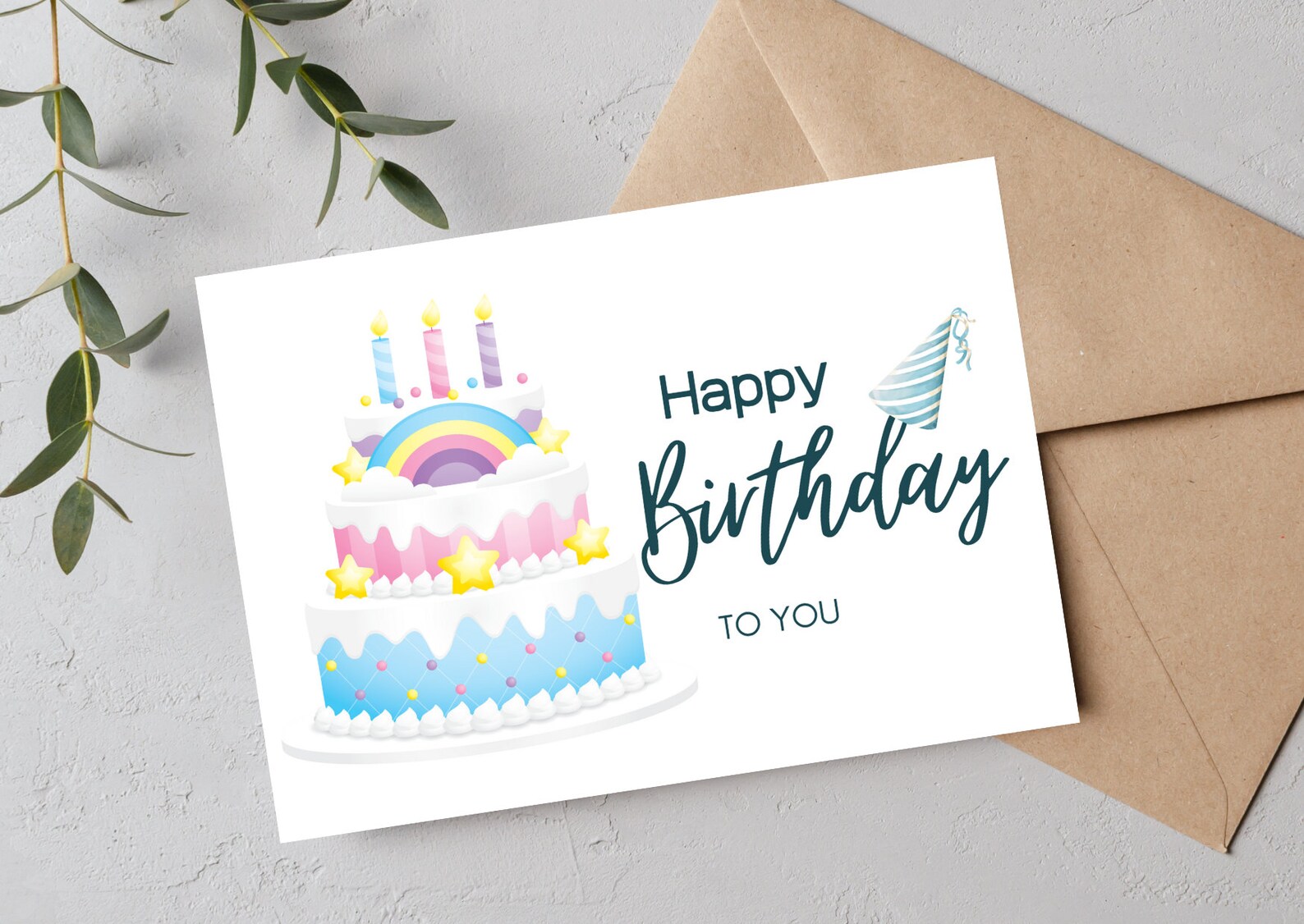 Printable Birthday Cake Card – Colorful Celebration (digital Download ...