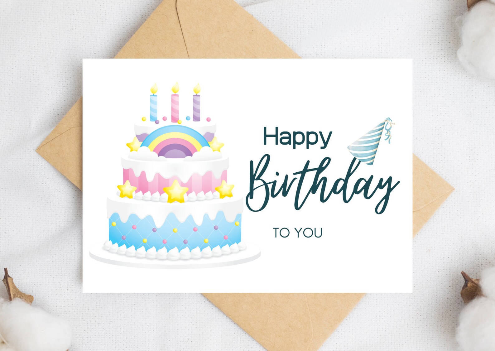 Printable Birthday Cake Card – Colorful Celebration (digital Download ...