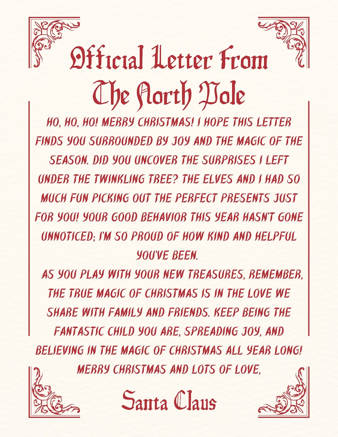 Christmas Morning Letter From Santa - Etsy Australia