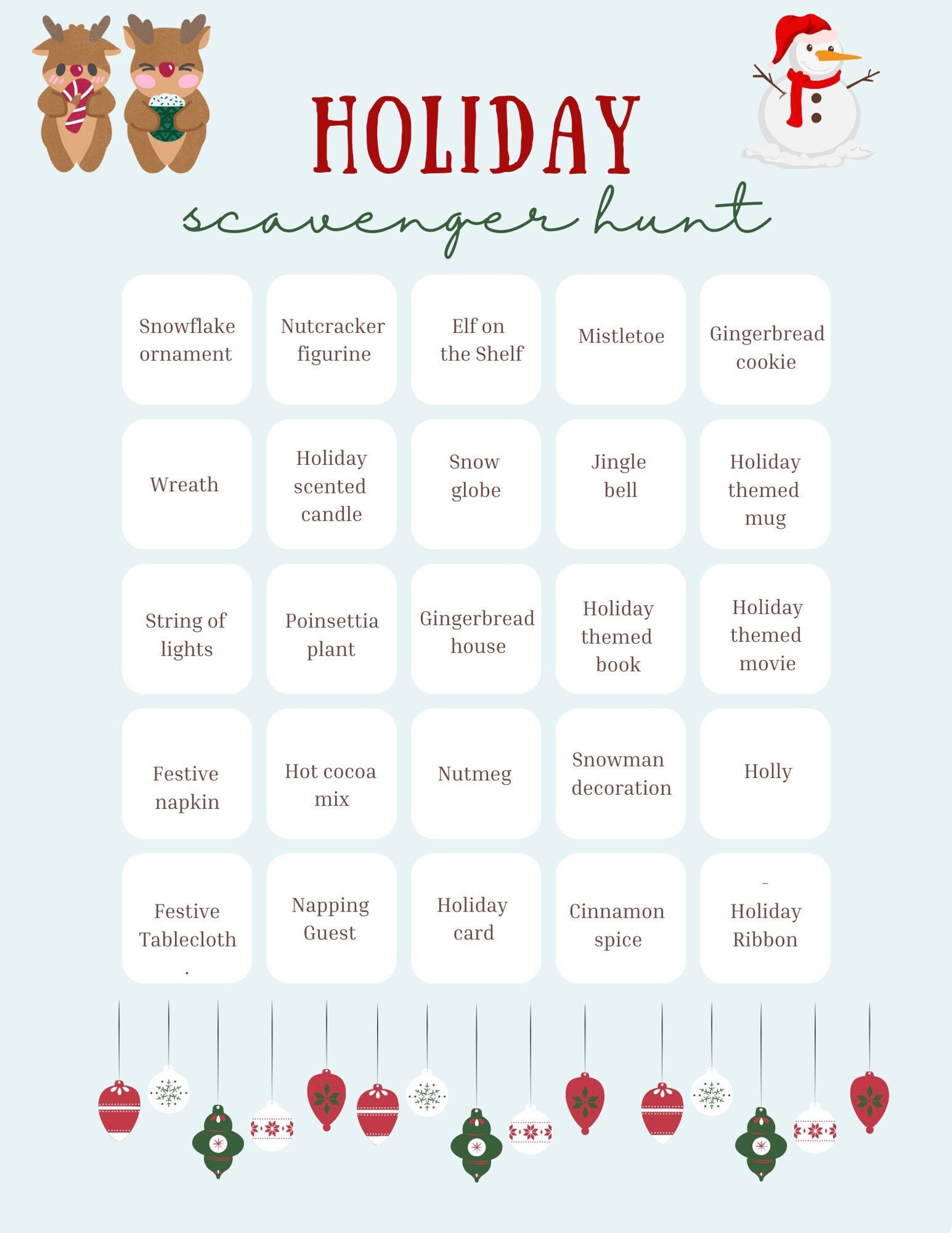 Holiday Scavenger Hunt - Etsy