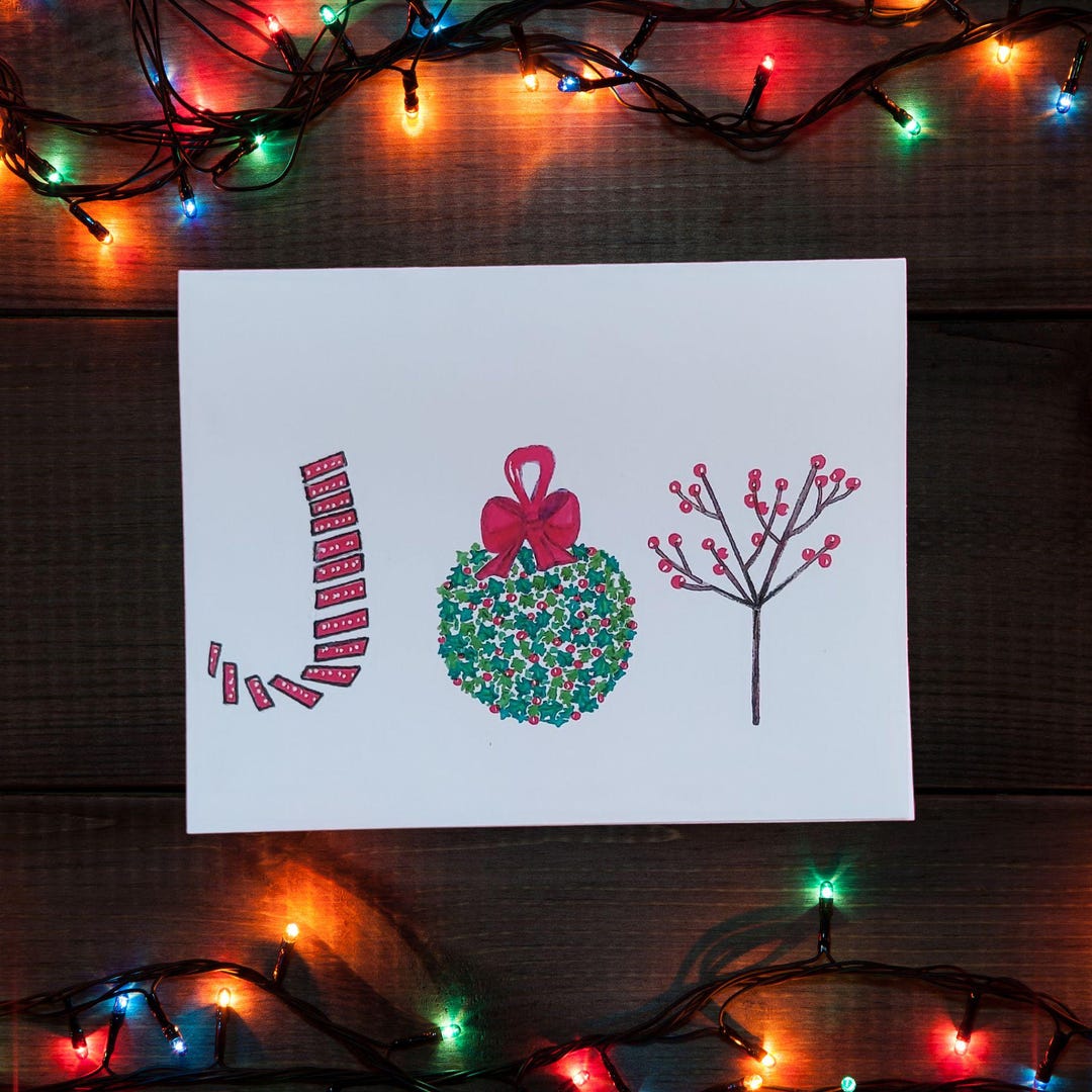 Festive JOY Christmas Card Set | Handmade Holiday Greeting Stationery ...