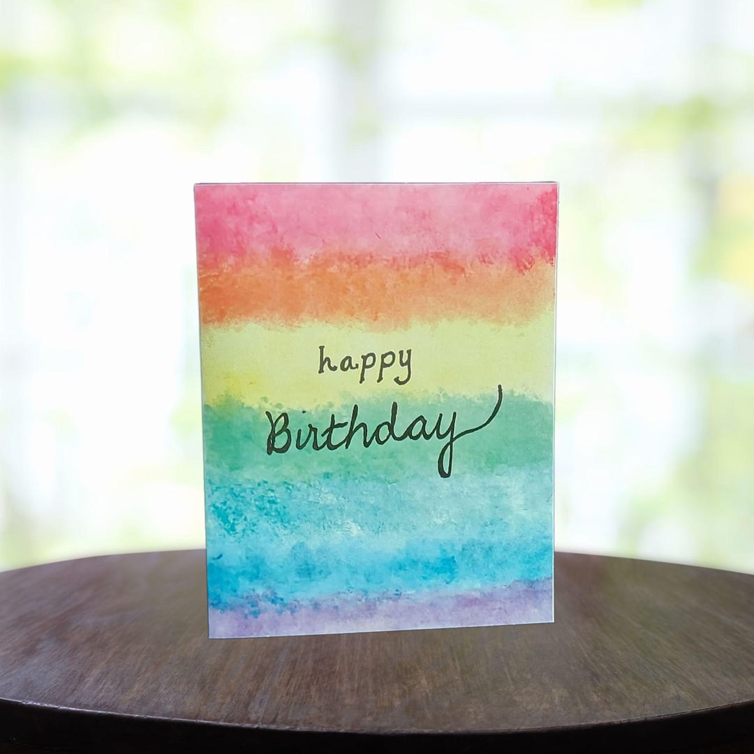 Watercolor Rainbow Birthday Cards Set of 10: Handcrafted Greeting Cards ...