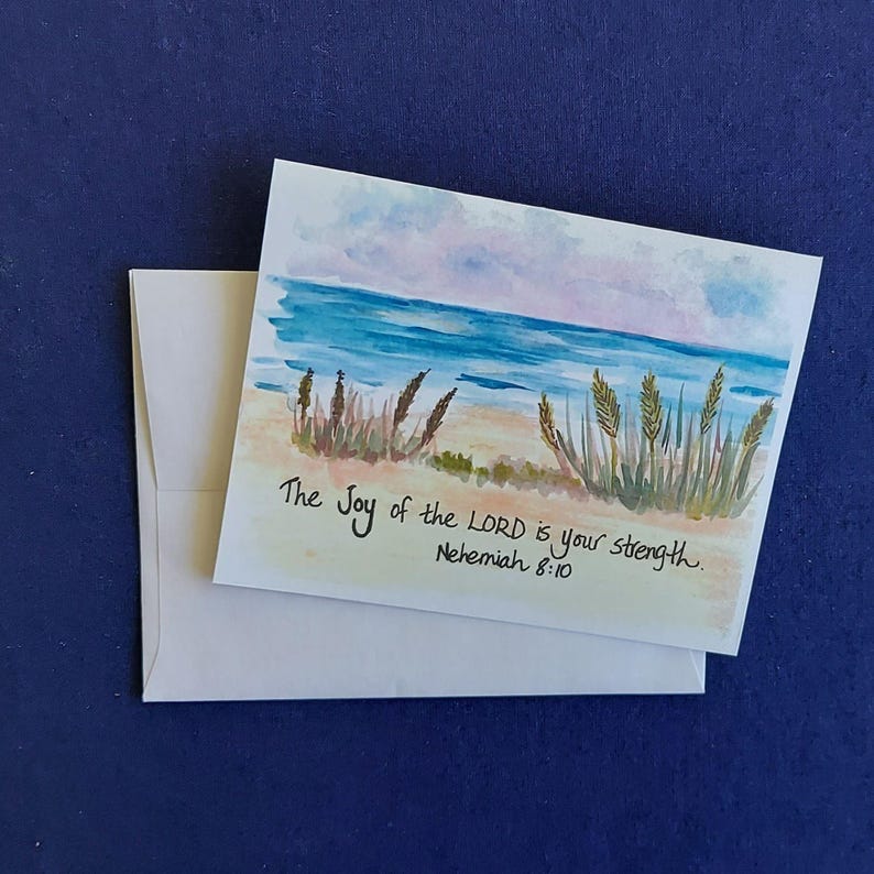 Inspirational Bible Verse Greeting Card Set of 10, Beach Scene ...