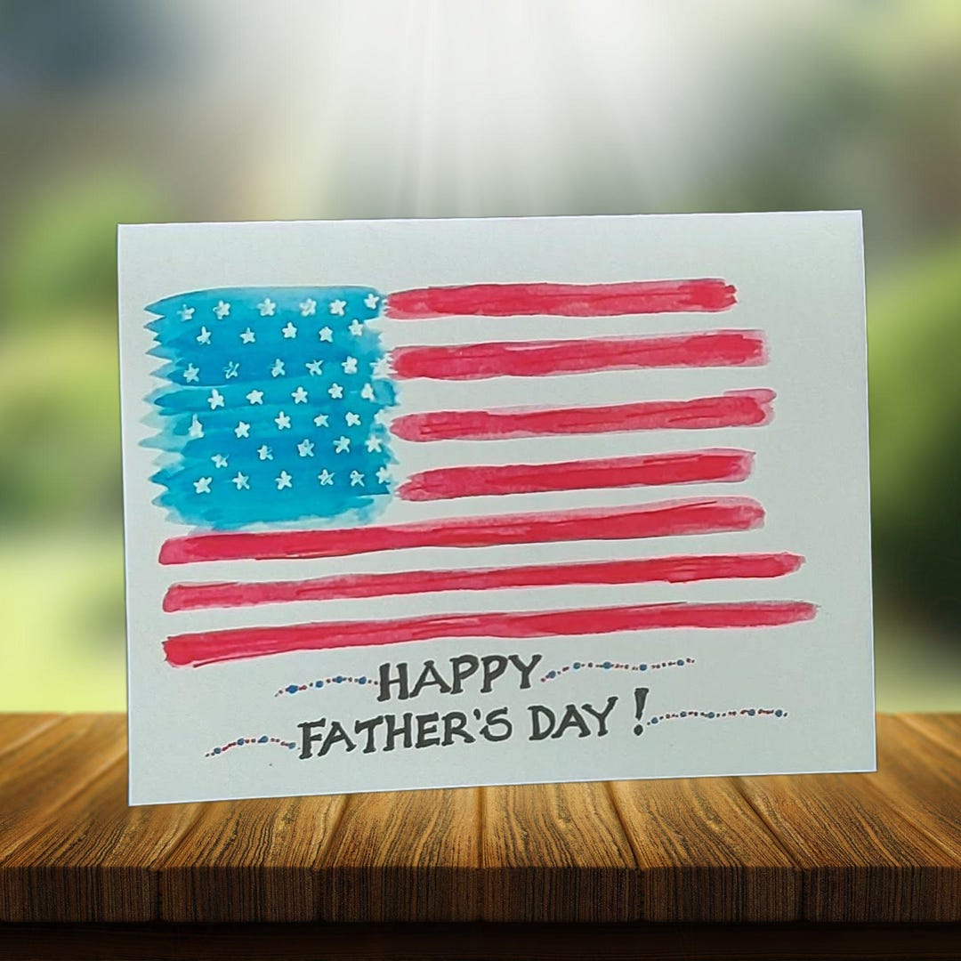 Happy Father's Day Patriotic Greeting Card With Envelope, Colorful Flag ...