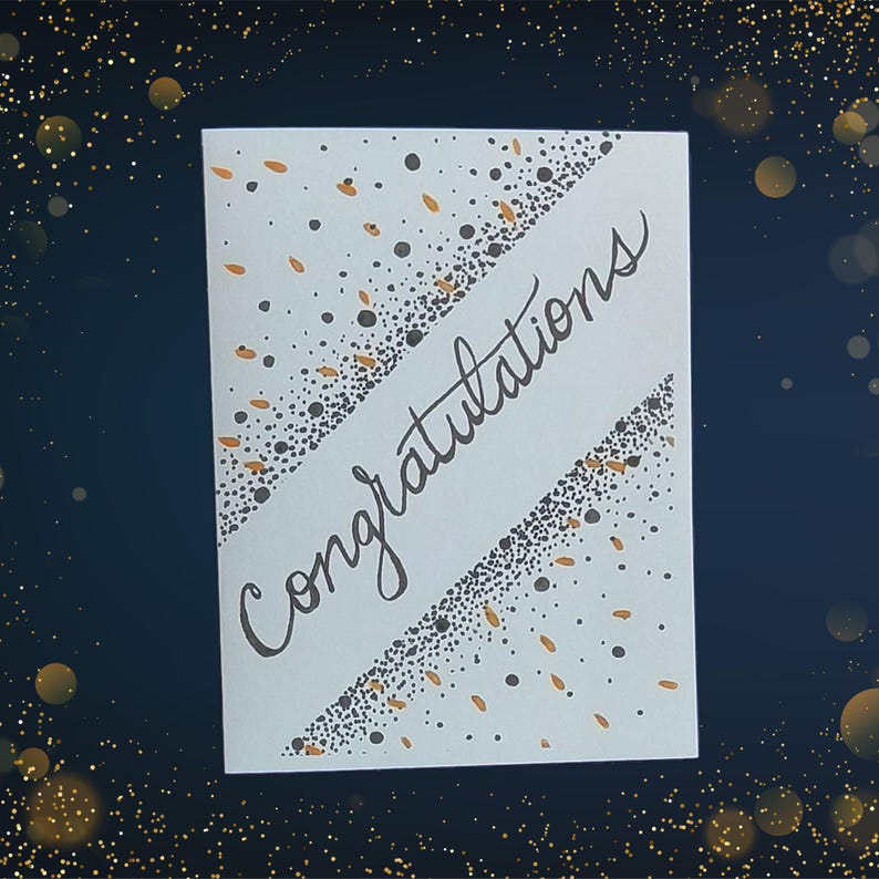 Confetti Congratulations Greeting Card, Watercolor Design, Blank Inside ...