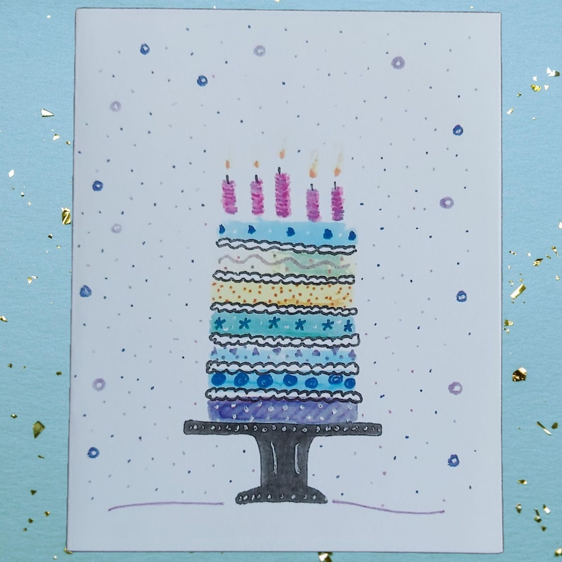 Colorful Birthday Cake Greeting Cards, Set of 10 Blank Cards, Perfect ...