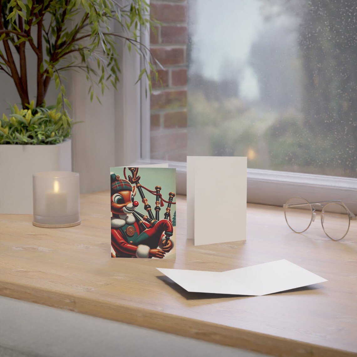 Rudolph the Red-nosed Reindeer Playing the Bagpipes Christmas Cards 1 ...