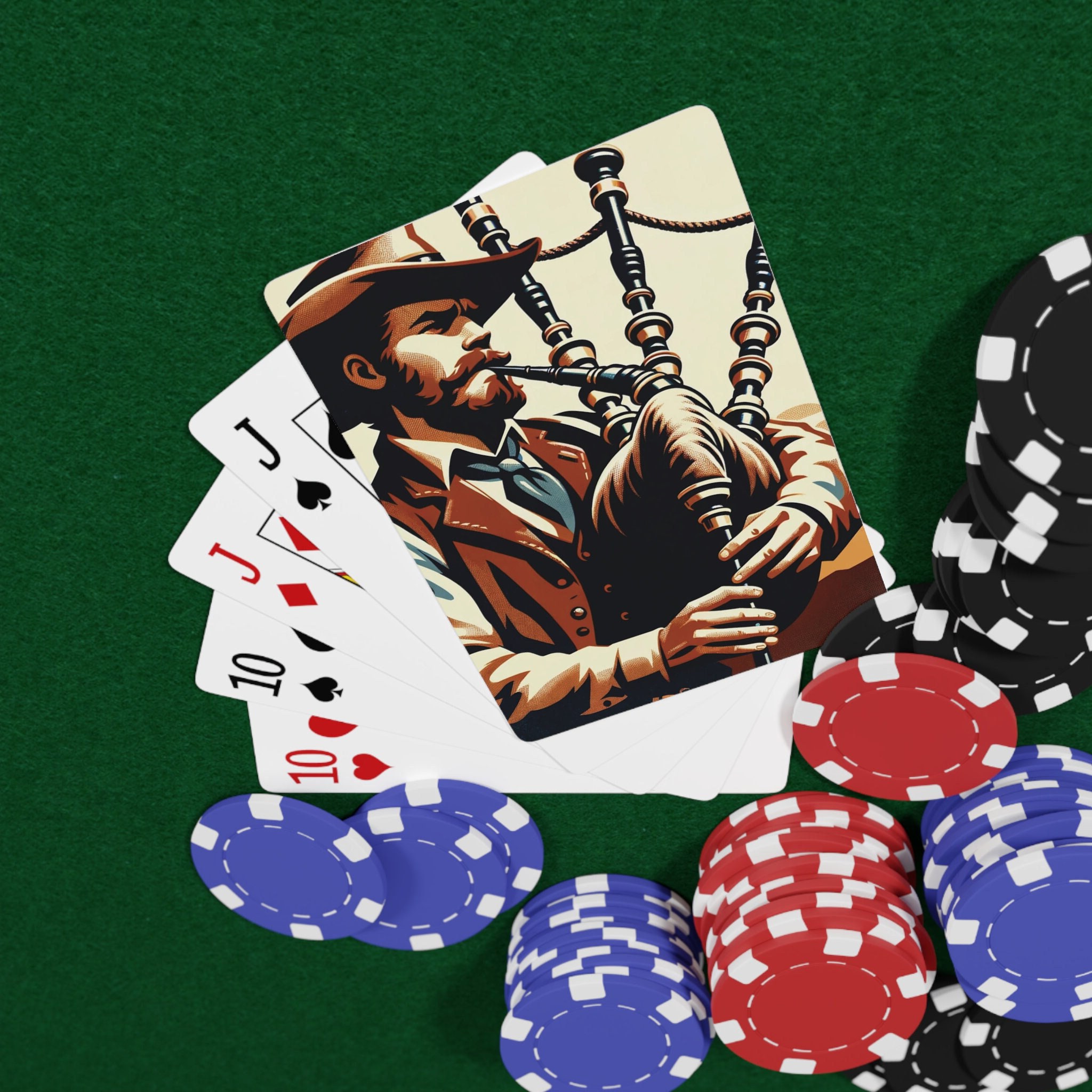 Cowboy Piper Playing Cards Wild West Meets Scottish Bagpipes Unique ...