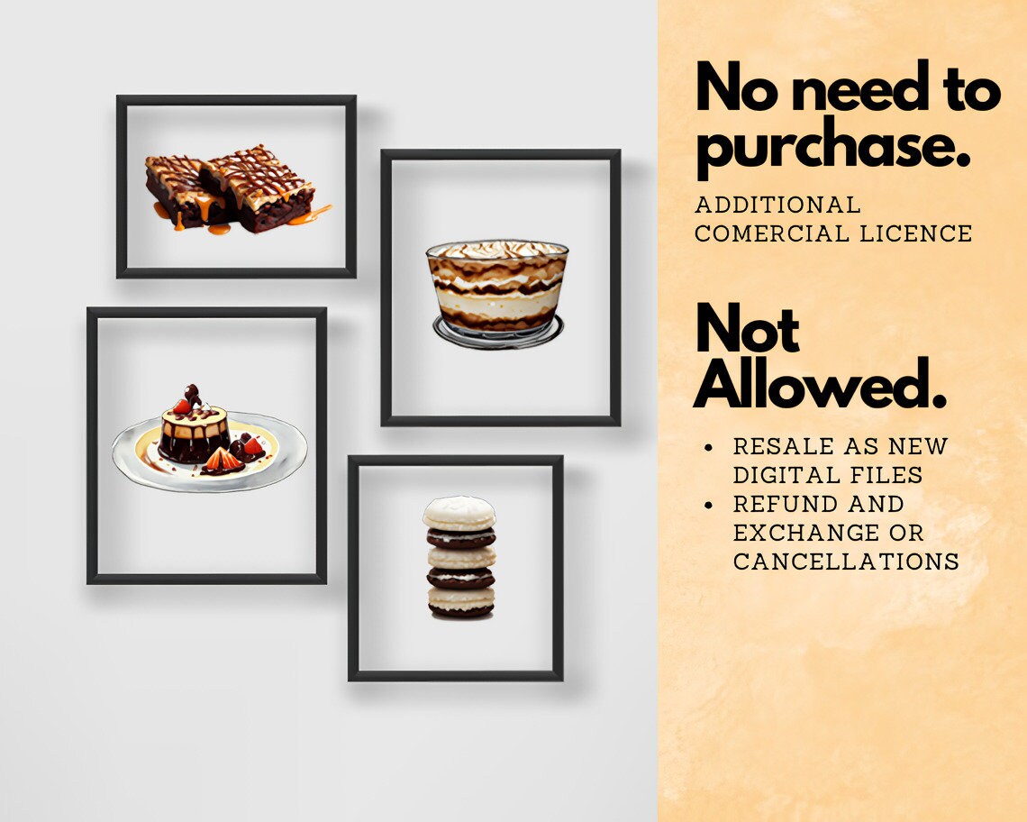 Cafe Dessert Watercolor Clipart Bundle Sweet Treats Popular - Etsy