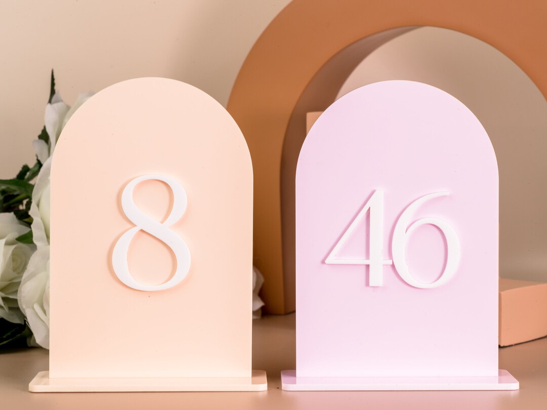 3D Arched Acrylic Table Numbers Sign Modern Letters - Etsy
