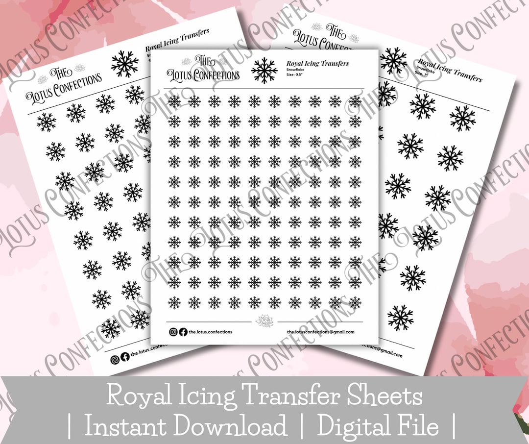 Snowflake Royal Icing Transfer Sheets, Christmas Royal Icing Template ...