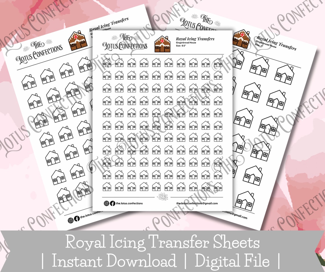 Gingerbread House Royal Icing Transfer Sheets, Christmas Royal Icing ...