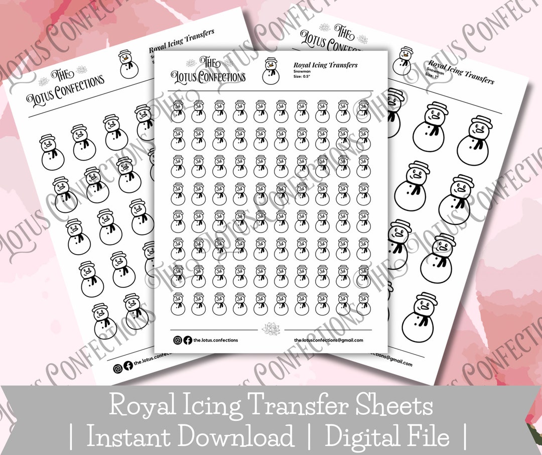 Snowman Royal Icing Transfer Sheets, Christmas Royal Icing Template ...