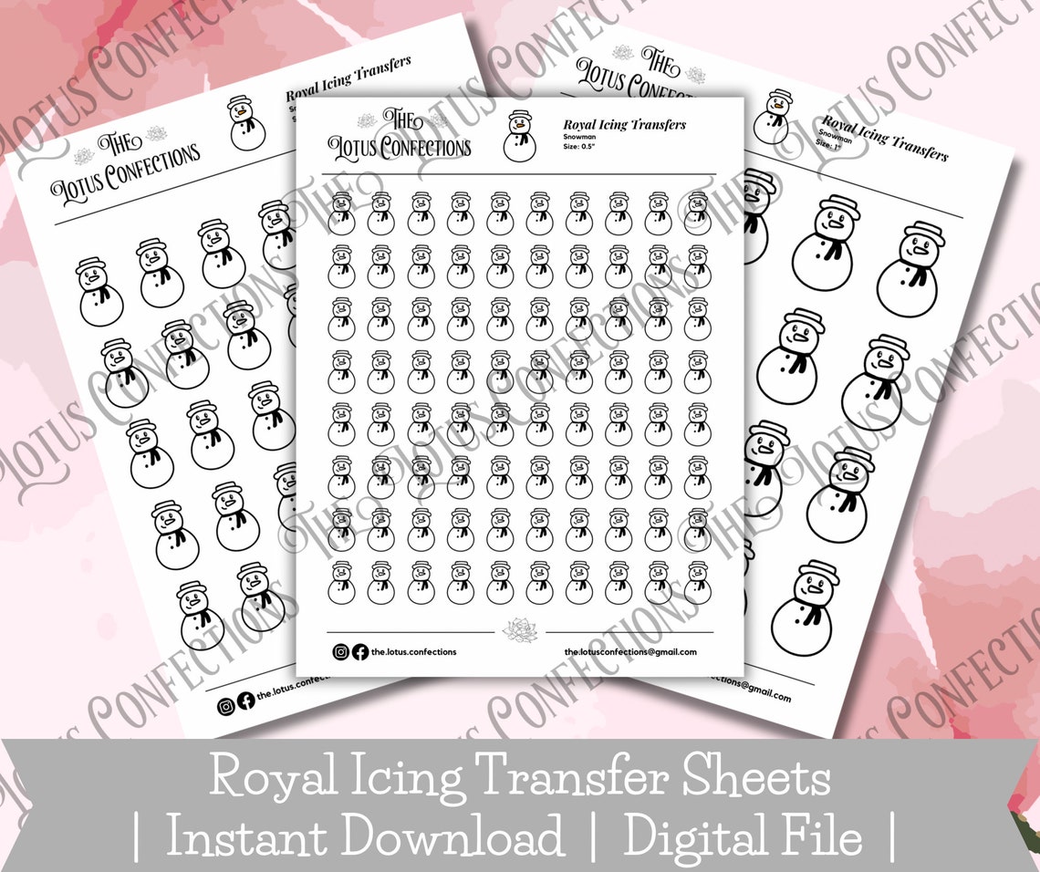 Snowman Royal Icing Transfer Sheets, Christmas Royal Icing Template ...