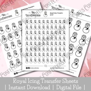 Snowman Royal Icing Transfer Sheets, Christmas Royal Icing Template ...