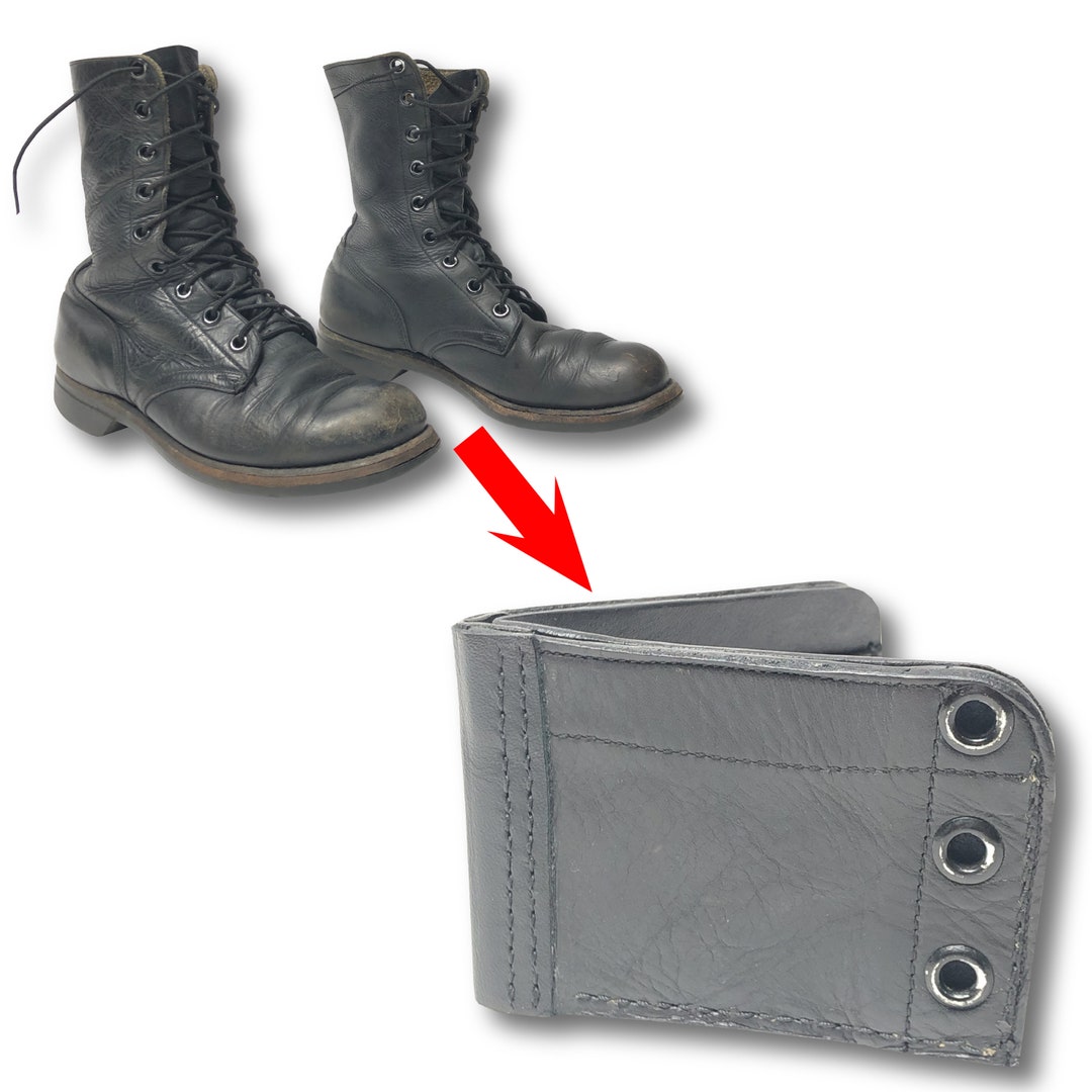 US Army Vietnam War Combat Boot Handmade Repurposed Bifold Leather ...