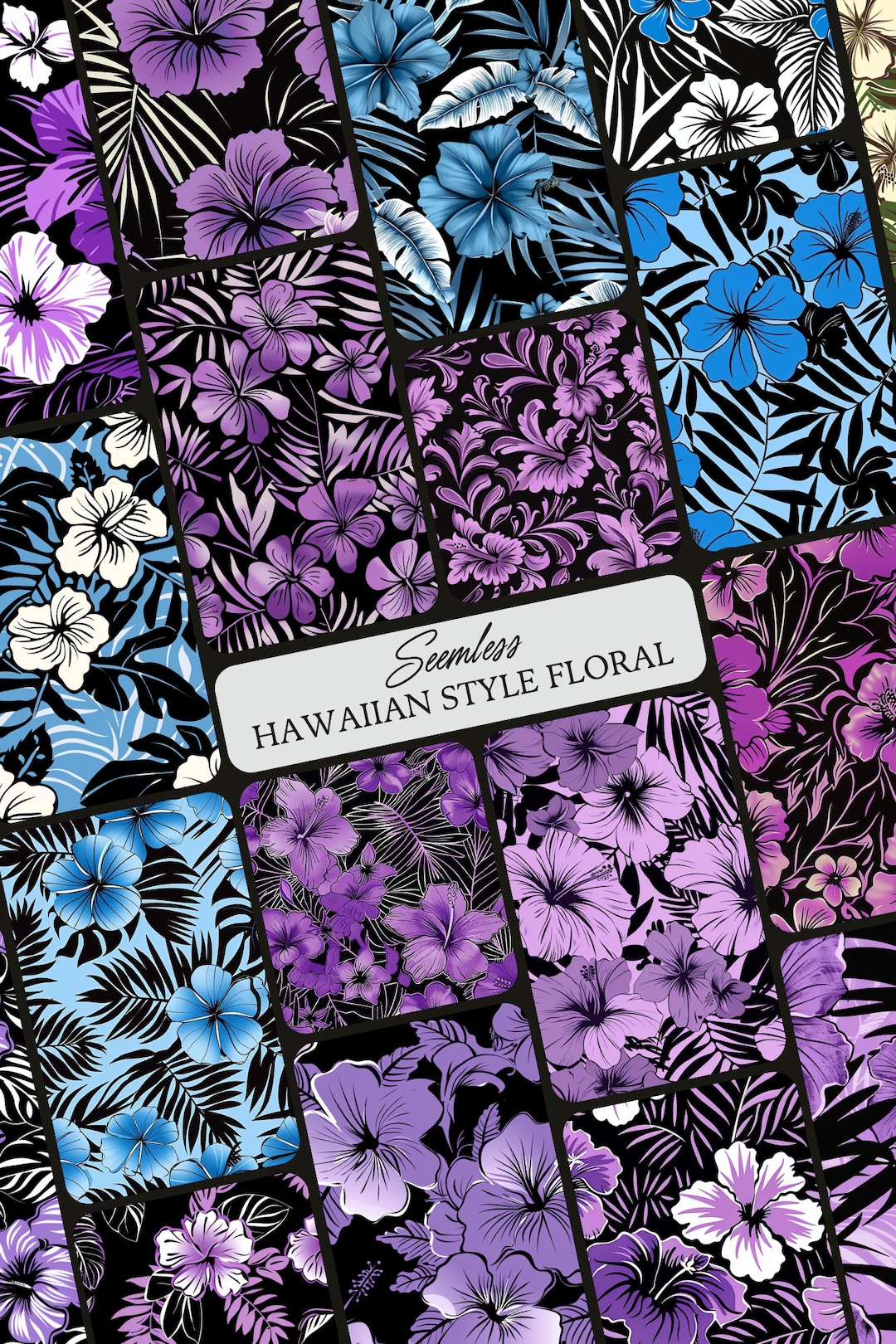 Seamless Hawaiian Floral Patterns: Tropical Designs (digital Download ...