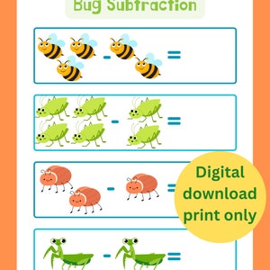 Math Subtraction Practice Worksheets for Younger Kids. Fun Themed ...