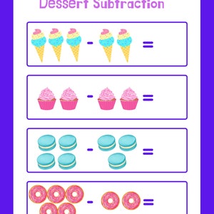 Math Subtraction Practice Worksheets for Younger Kids. Fun Themed ...