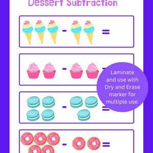 Math Subtraction Practice Worksheets for Younger Kids. Fun Themed ...