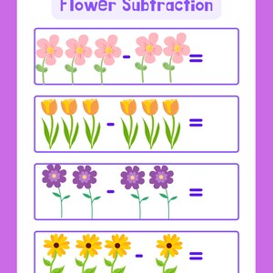 Math Subtraction Practice Worksheets for Younger Kids. Fun Themed ...