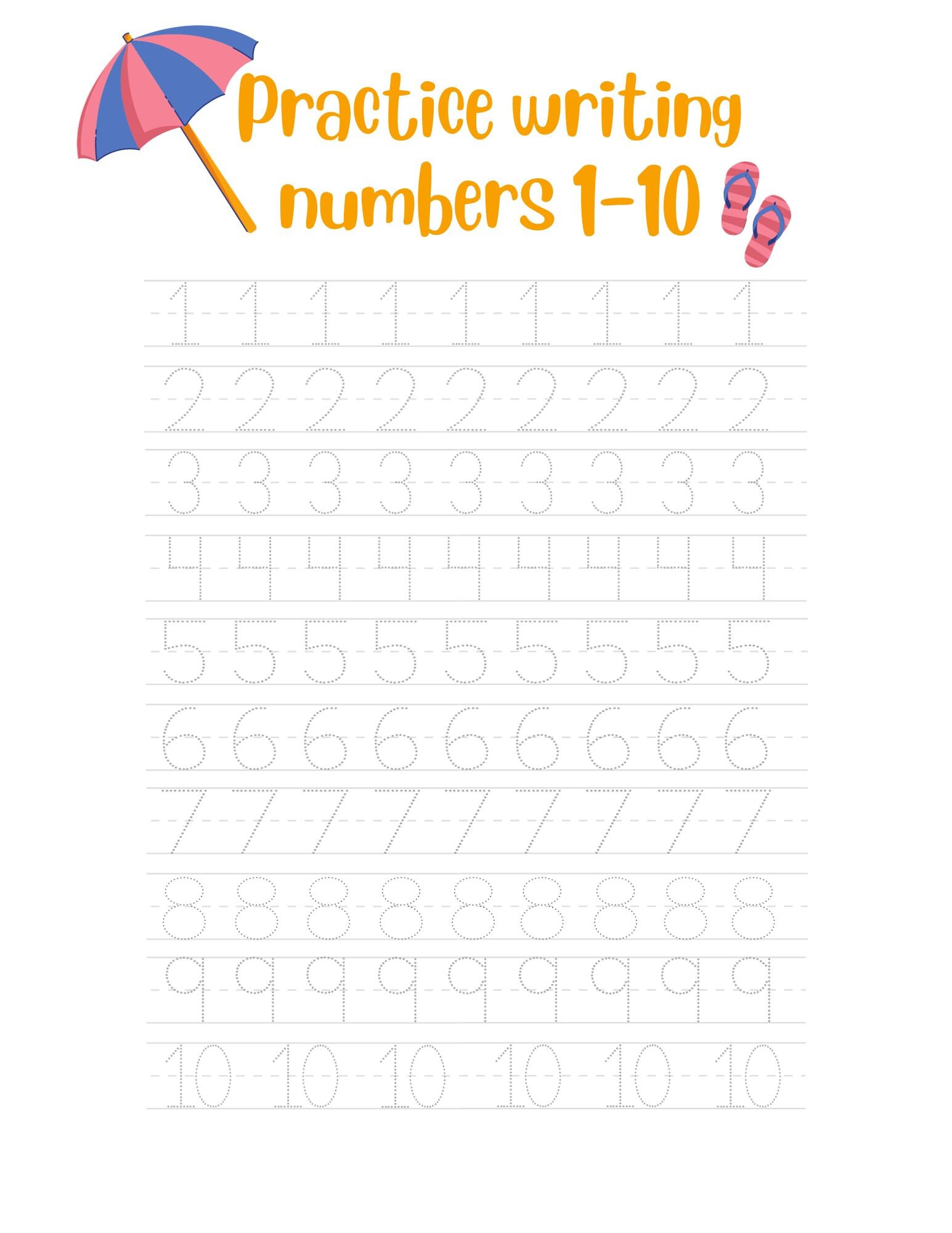 Alphabet and Numbers Handwriting Practice Worksheets. Summer Theme ...
