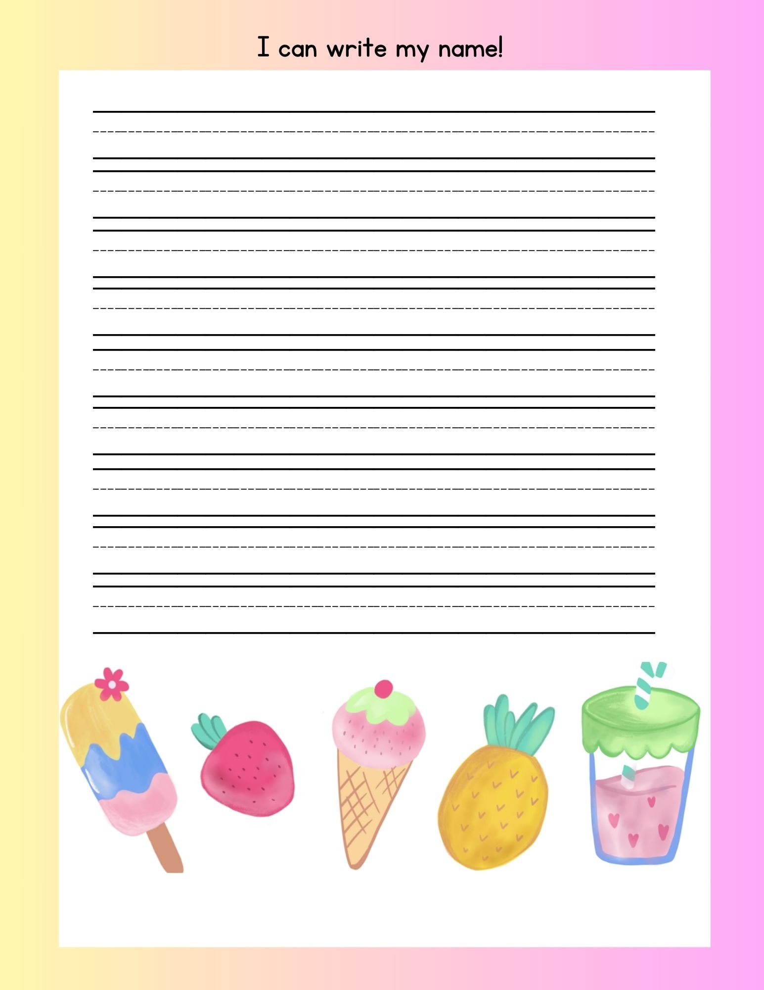 Alphabet and Numbers Handwriting Practice Worksheets. Summer Theme ...