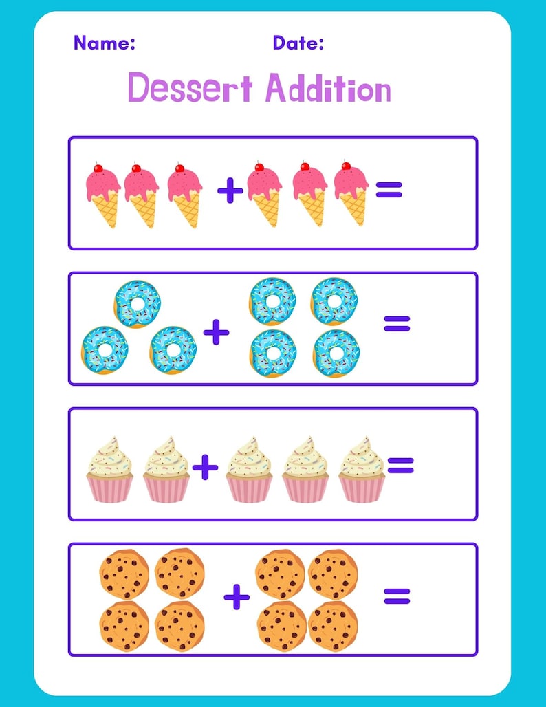 Math Addition Practice Worksheets for Younger Kids. Fun Themed ...