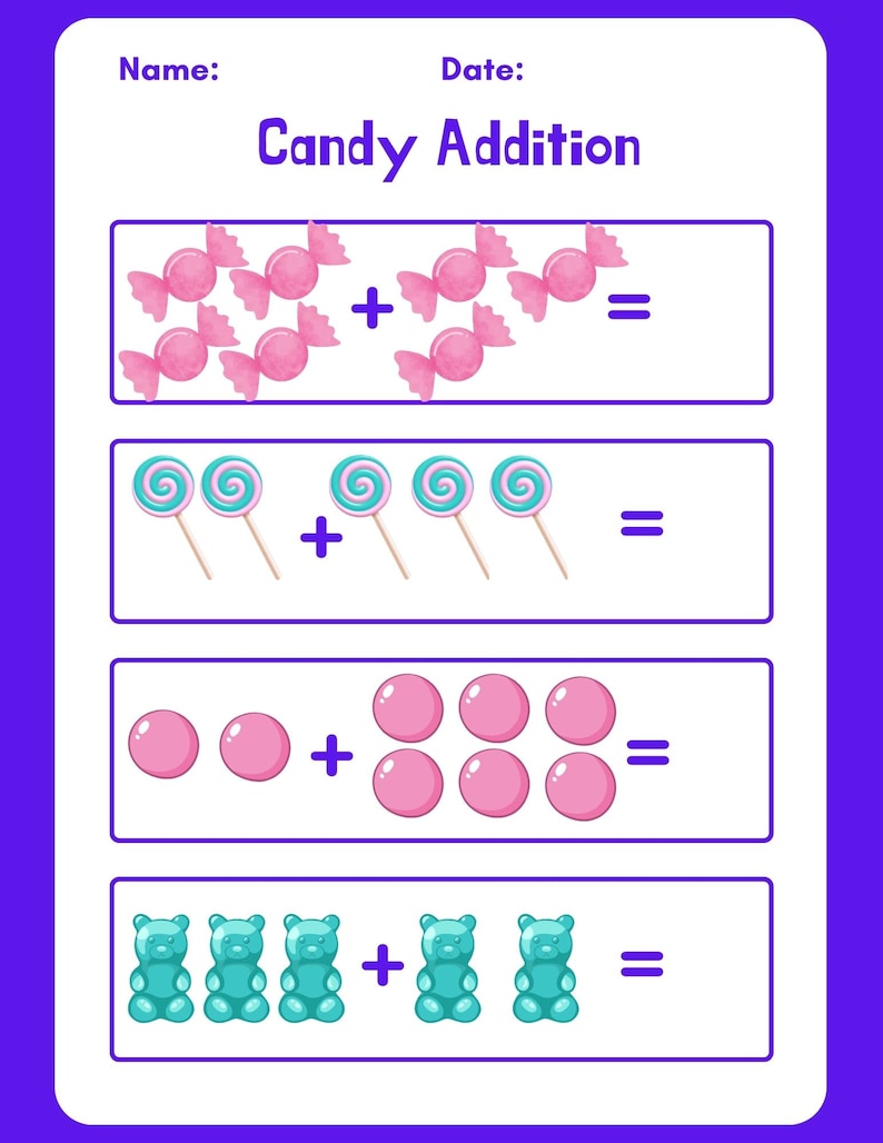 Math Addition Practice Worksheets for Younger Kids. Fun Themed ...