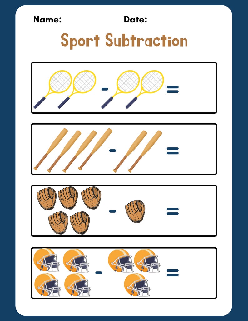 Math Subtraction Practice Worksheets for Younger Kids. Fun Themed ...