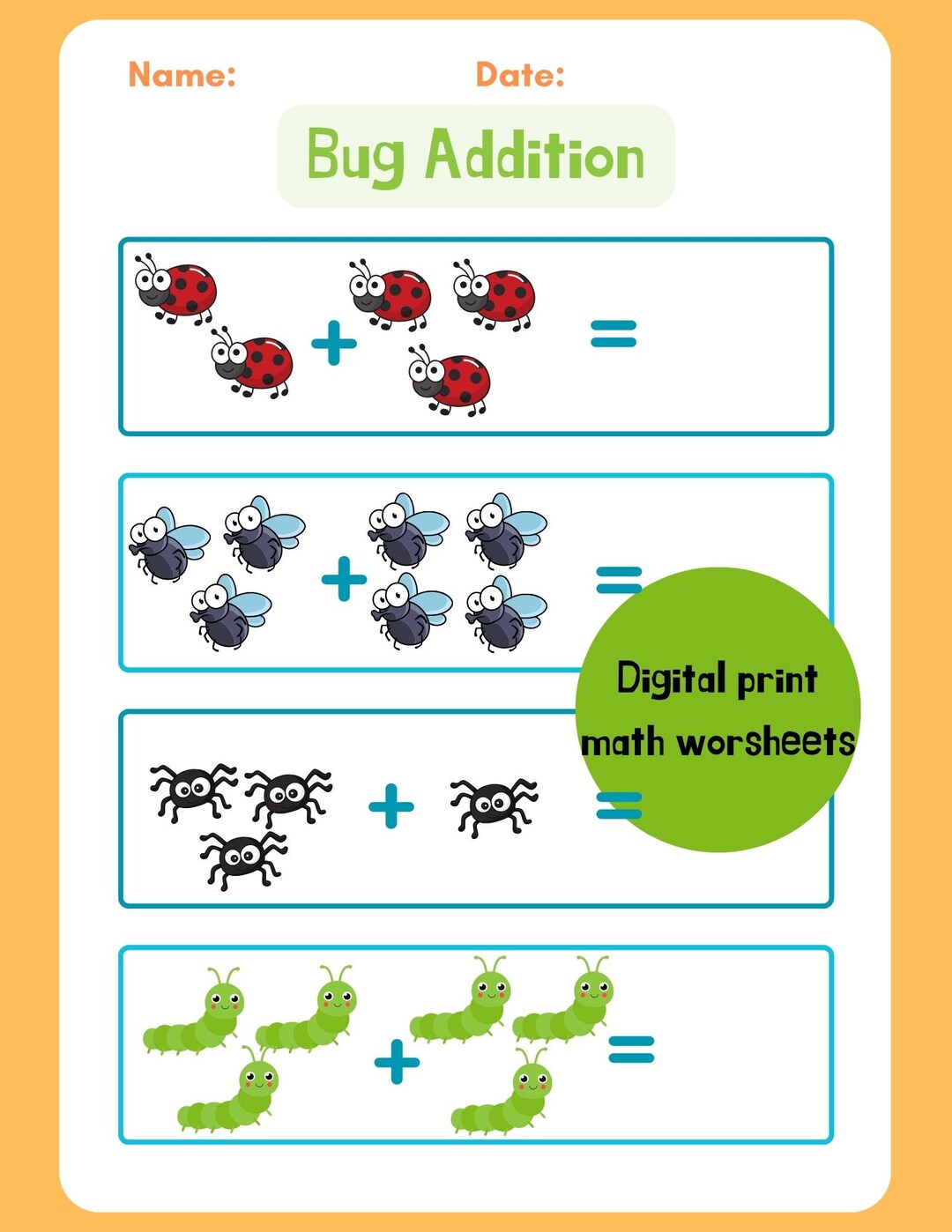 Math Addition Practice Worksheets for Younger Kids. Fun Themed ...